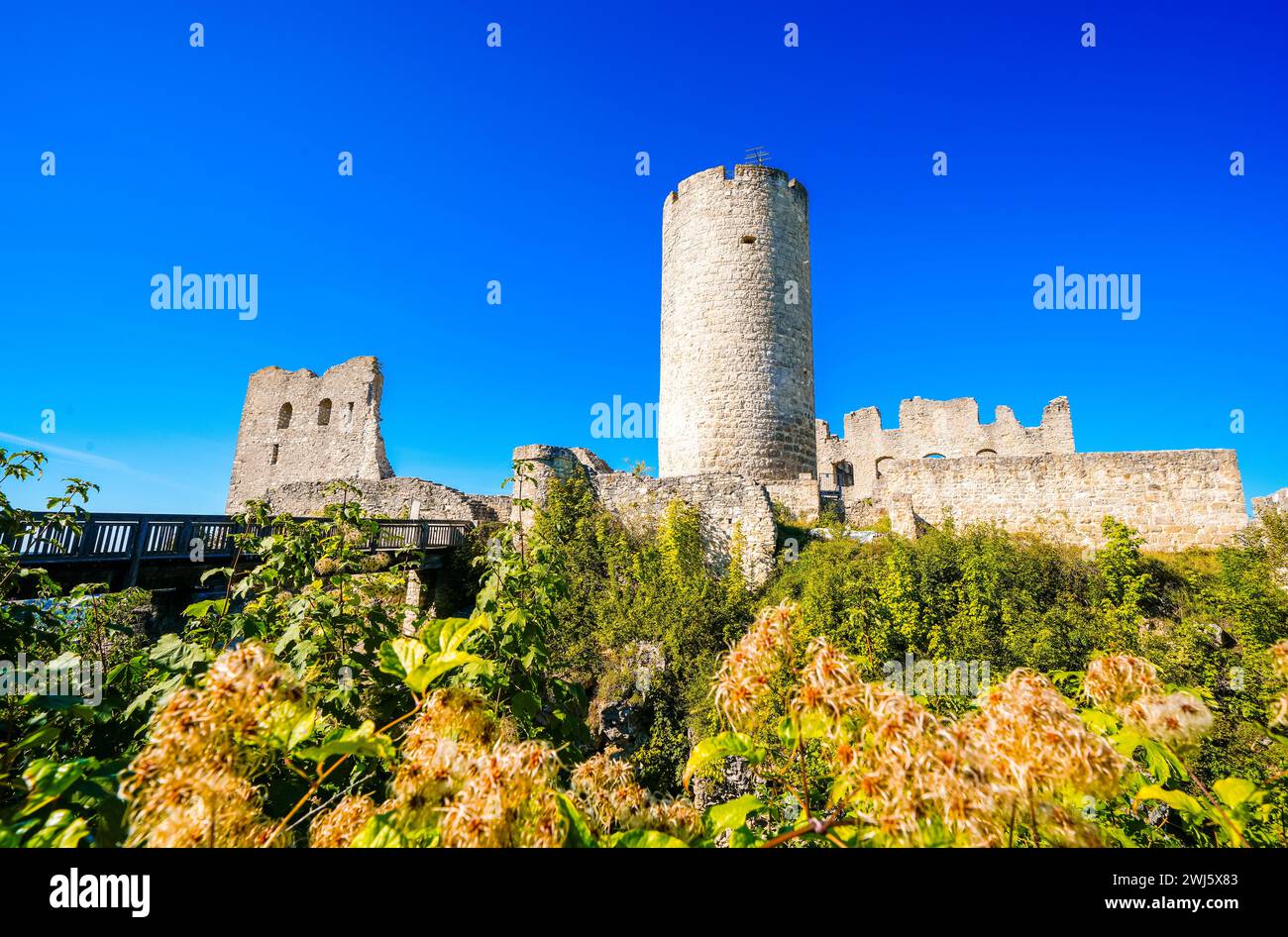 Remains of an old castle ruin in Germany. Wolfstein castle ruins near ...