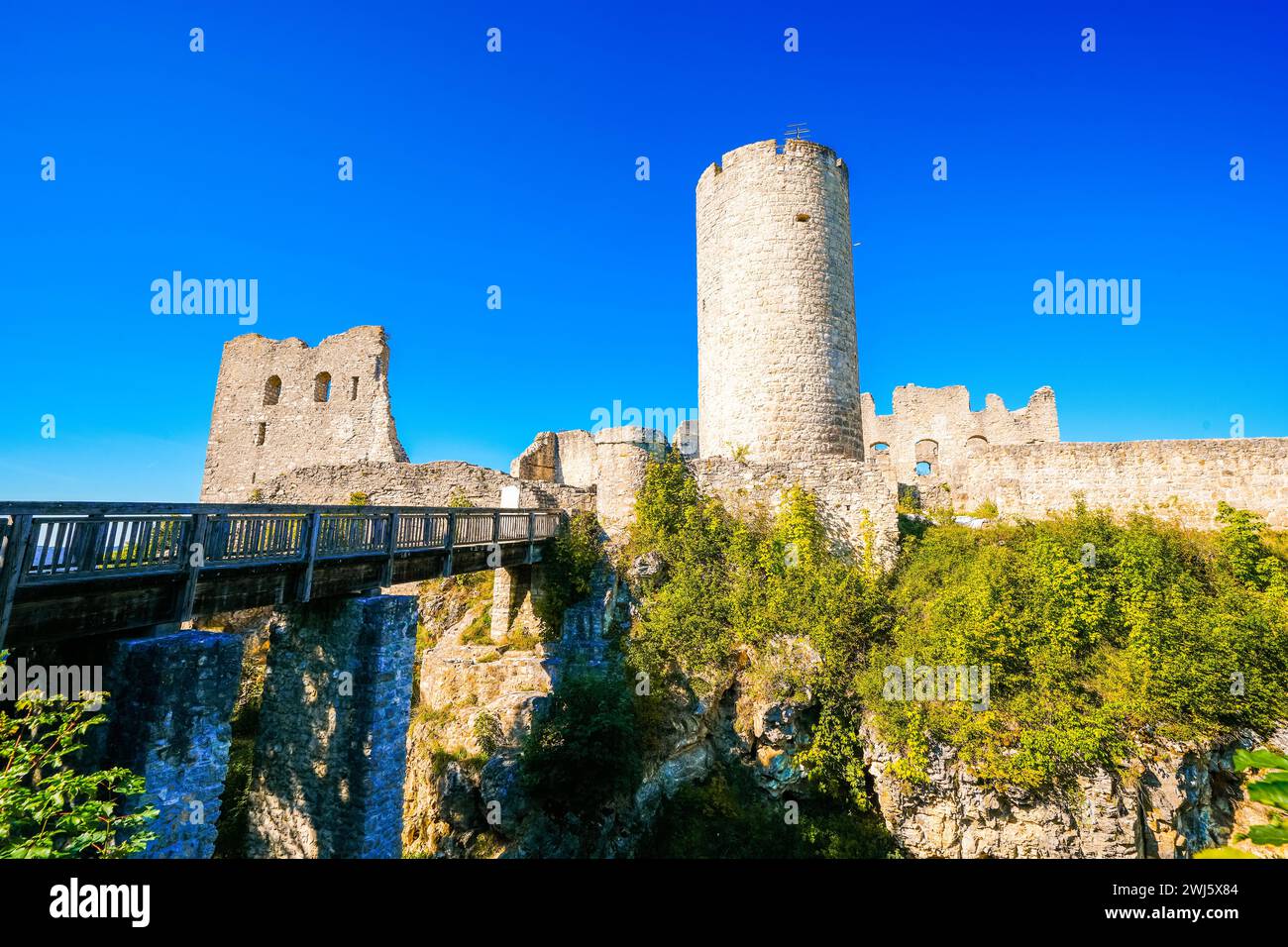 Remains of an old castle ruin in Germany. Wolfstein castle ruins near ...