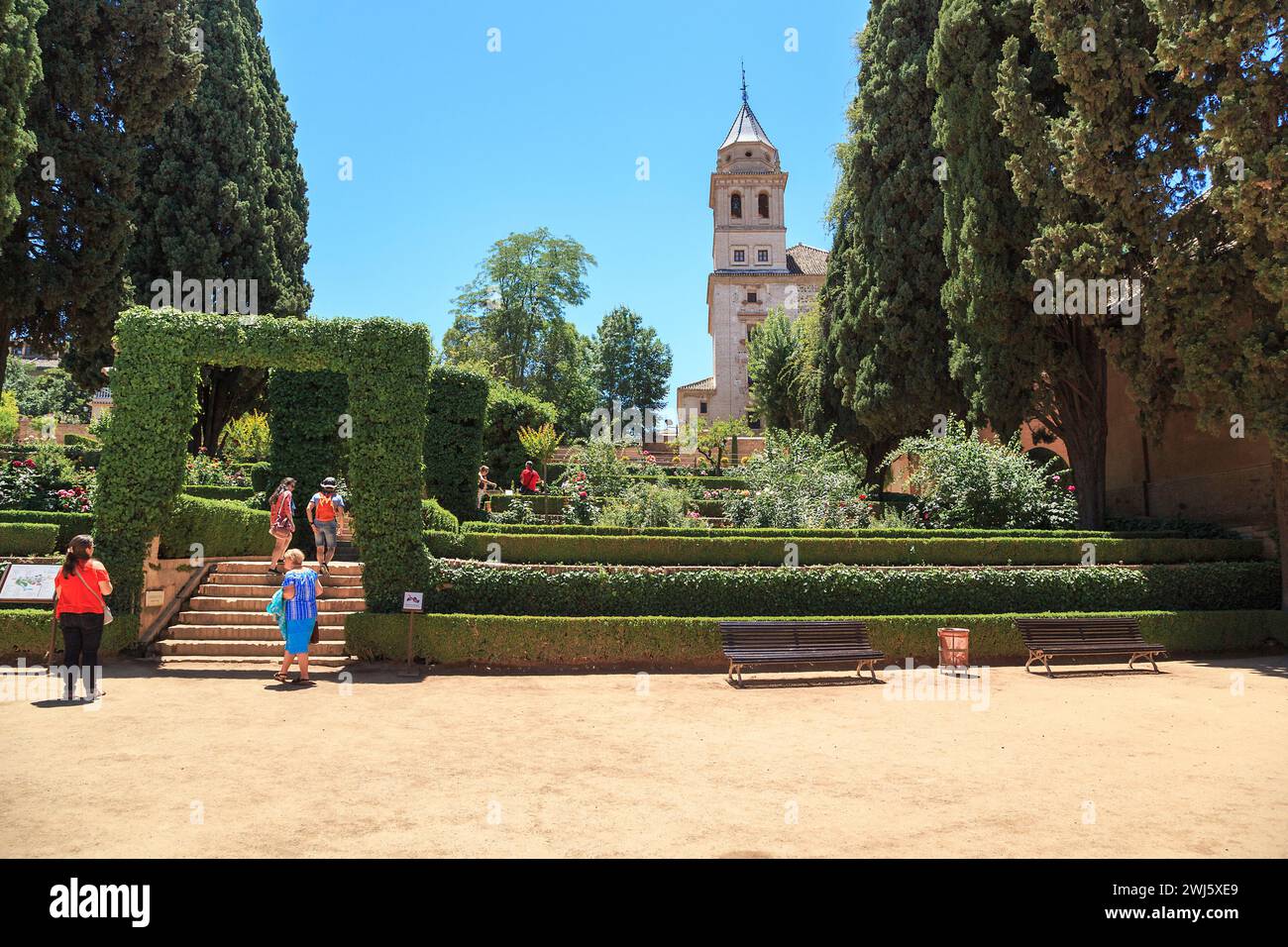 GRANADA, SPAIN - MAY 20, 2017: These are the parks of the Alhambra, the ...