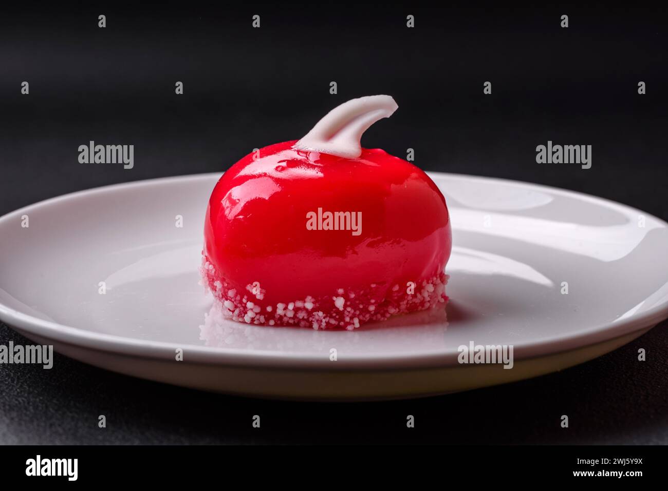 Beautiful tasty cake red color cheesecake in the shape of a heart Stock ...