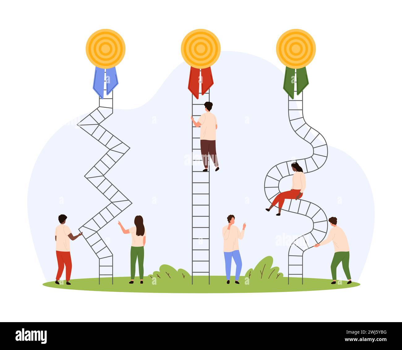 Easy and difficult career challenge, find choice for growth. Tiny ...