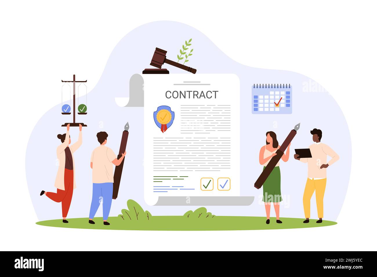 Sign contract or agreement, business deal document approval and license ...