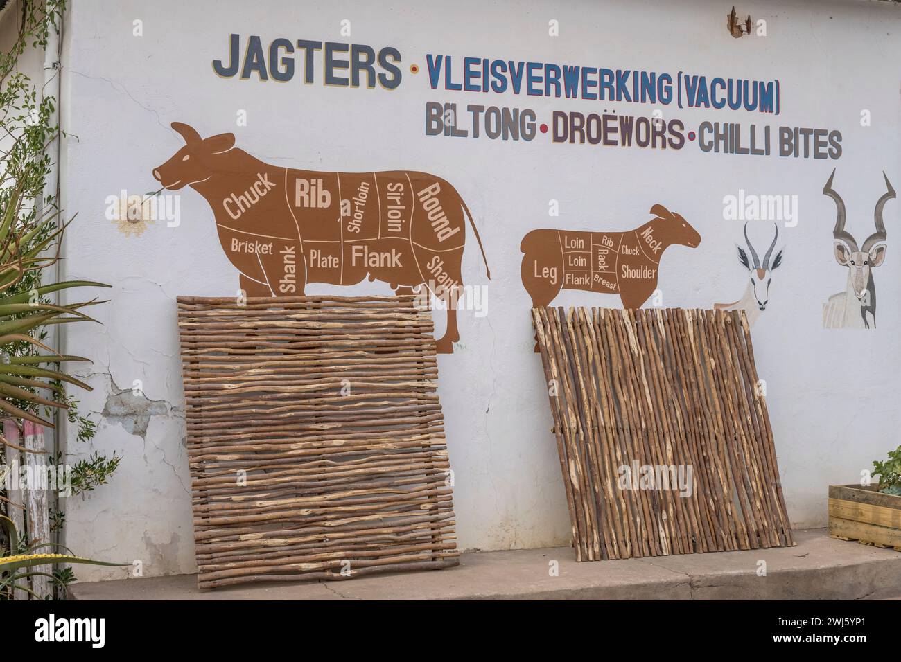 MARIENTAL, 2023 nov 15: cityscape with painted advertising on butcher ...