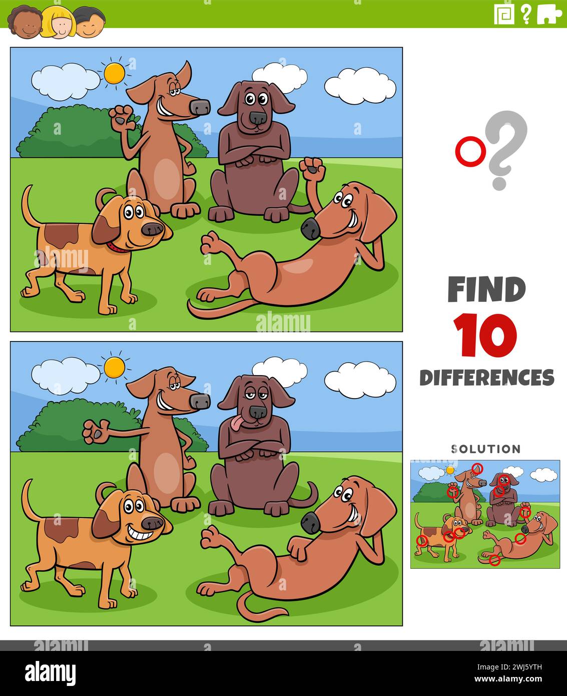 Cartoon illustration of finding the differences between pictures ...