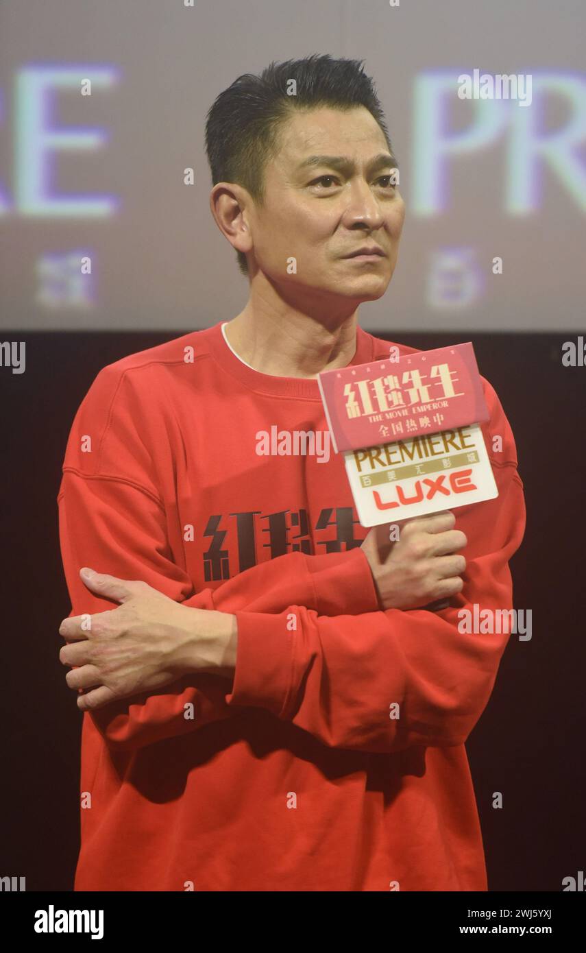 HANGZHOU, CHINA - FEBRUARY 13, 2024 - Hong Kong actor Andy Lau promotes ...