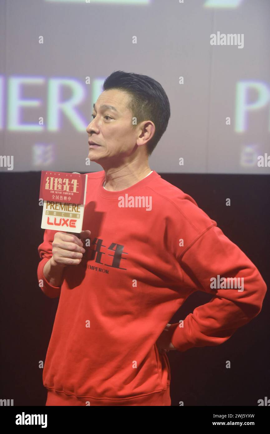 HANGZHOU, CHINA - FEBRUARY 13, 2024 - Hong Kong actor Andy Lau promotes ...