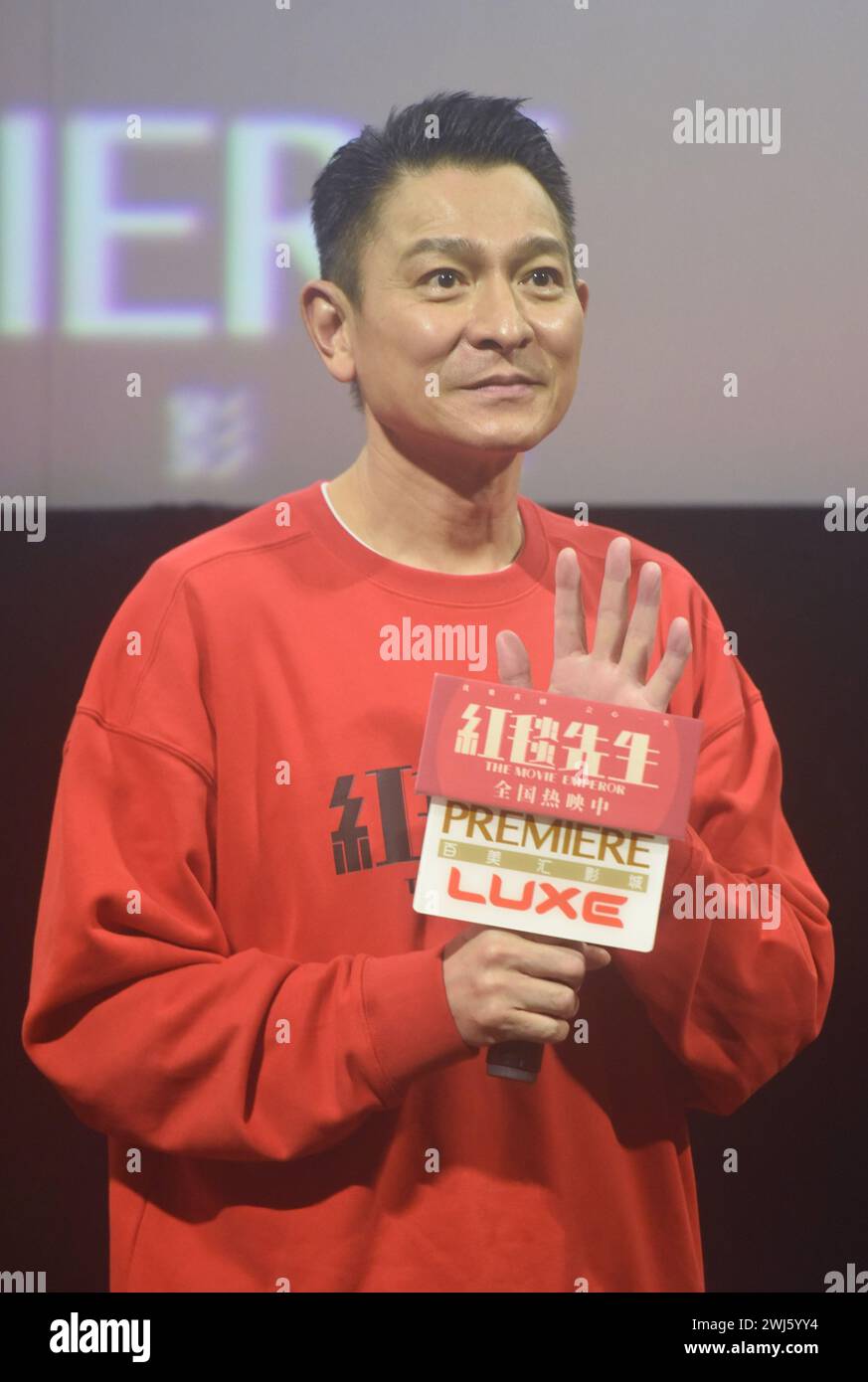 HANGZHOU, CHINA - FEBRUARY 13, 2024 - Hong Kong actor Andy Lau promotes ...