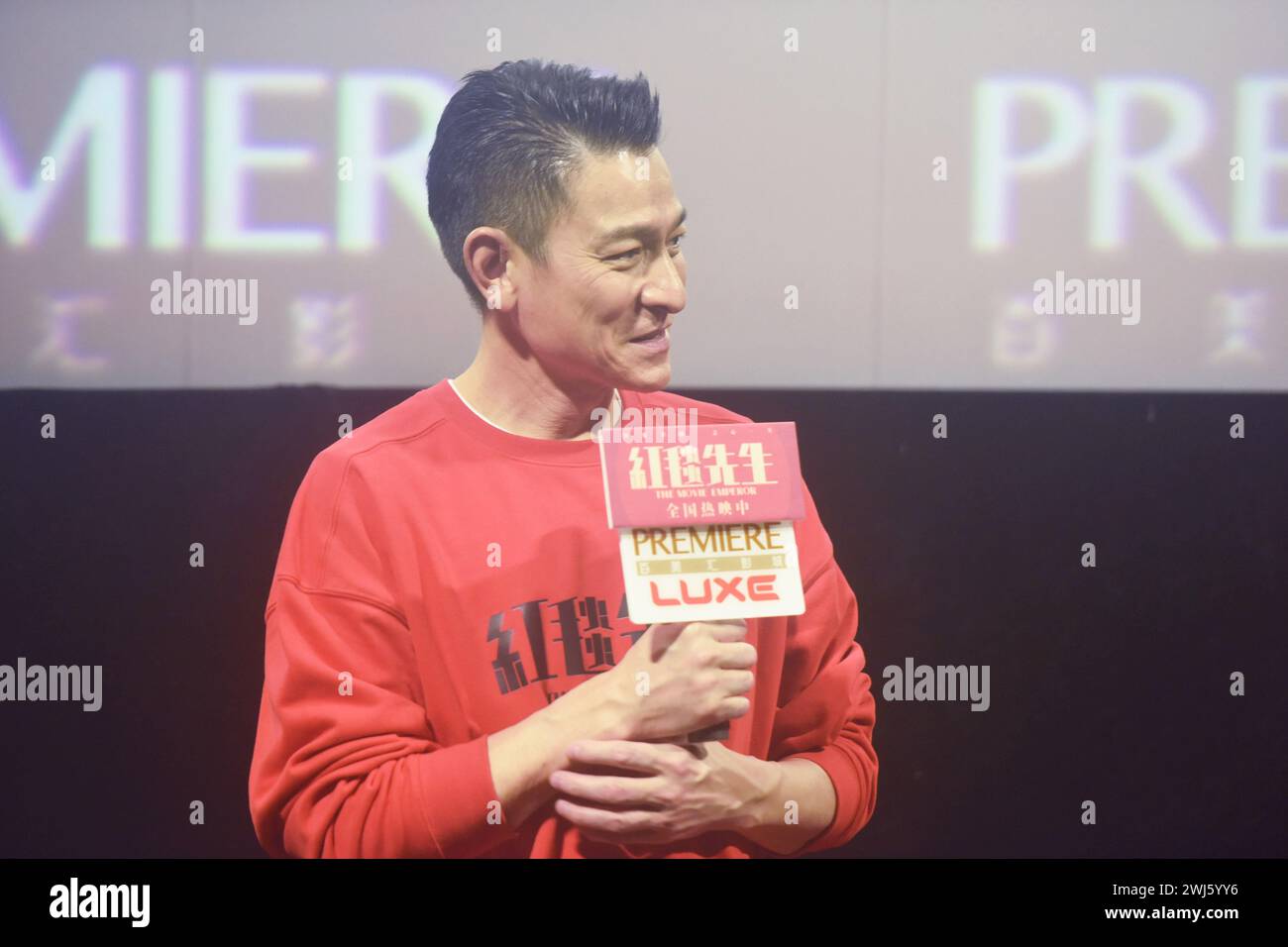 HANGZHOU, CHINA - FEBRUARY 13, 2024 - Hong Kong actor Andy Lau promotes ...