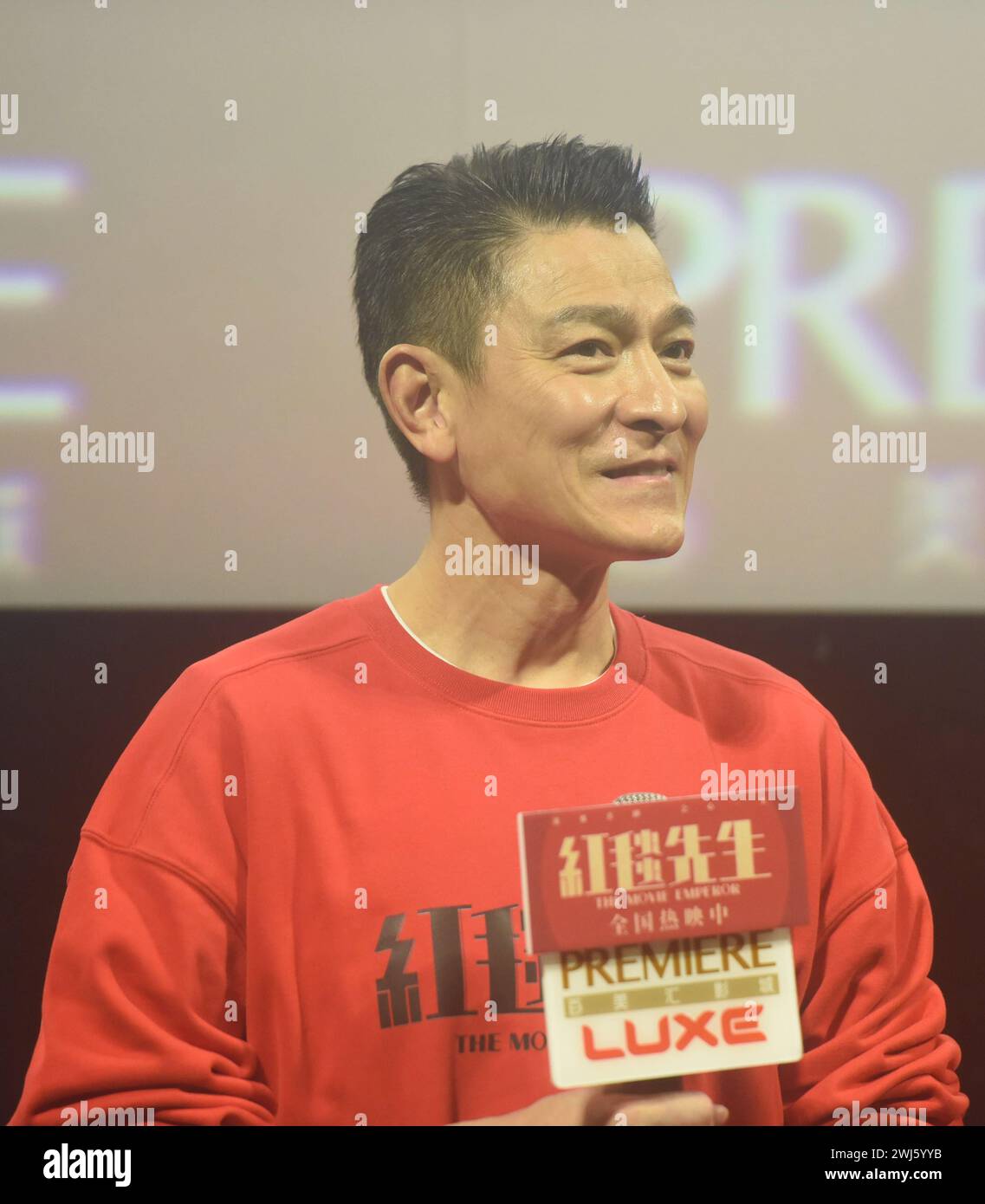 HANGZHOU, CHINA - FEBRUARY 13, 2024 - Hong Kong actor Andy Lau promotes ...