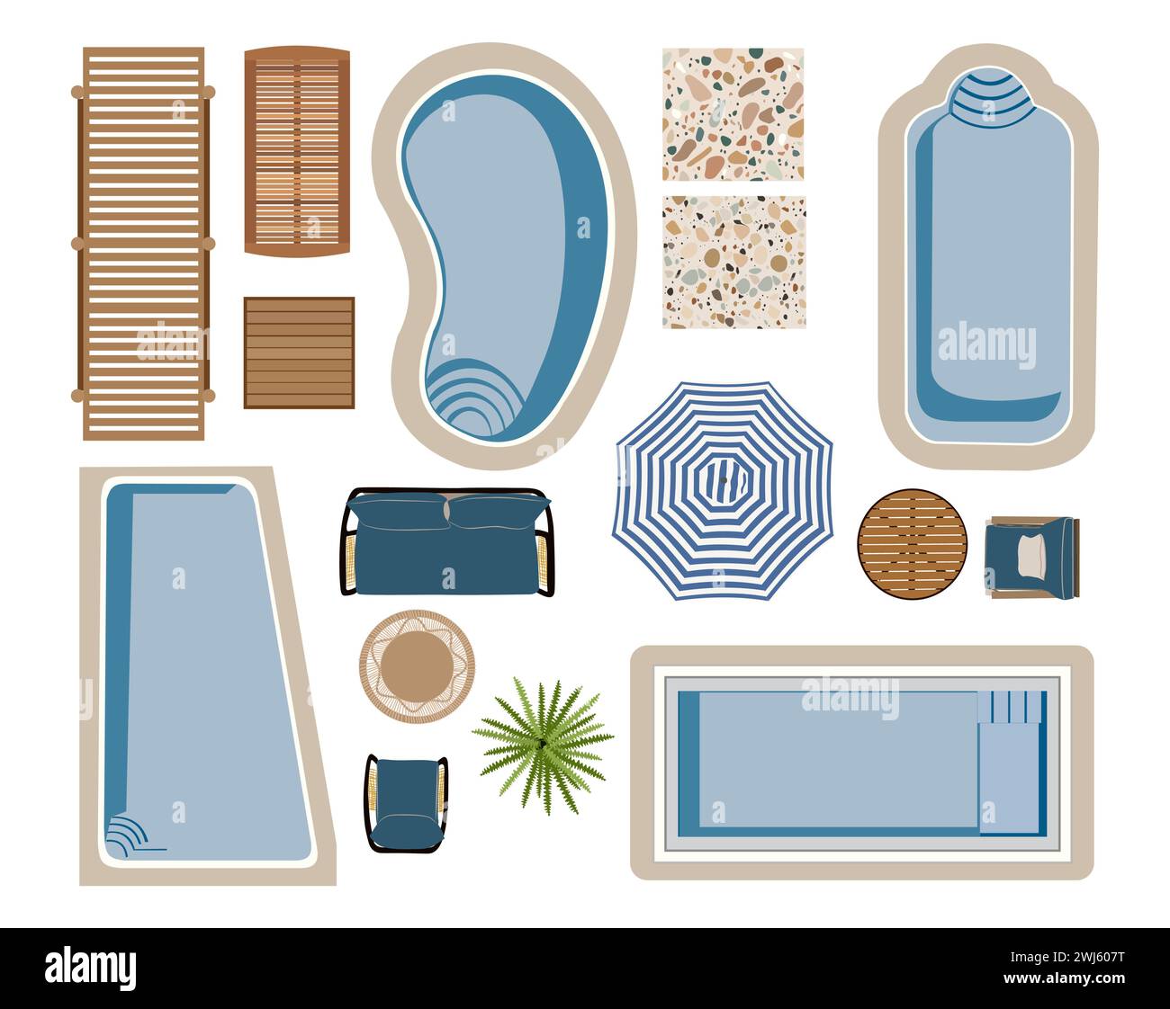 Outdoor top view icons for landscape design plan Stock Vector Image ...