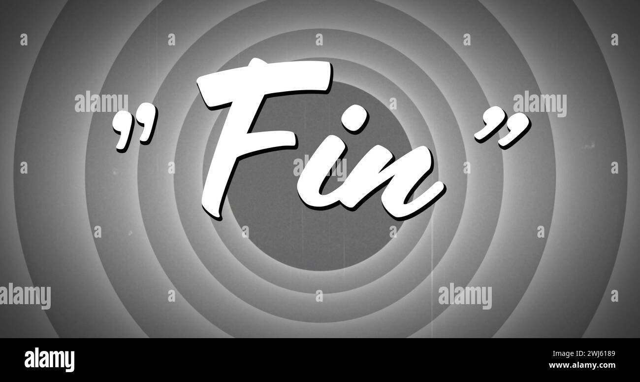 Digital image of a Fin text appearing in the middle of circle patterns ...