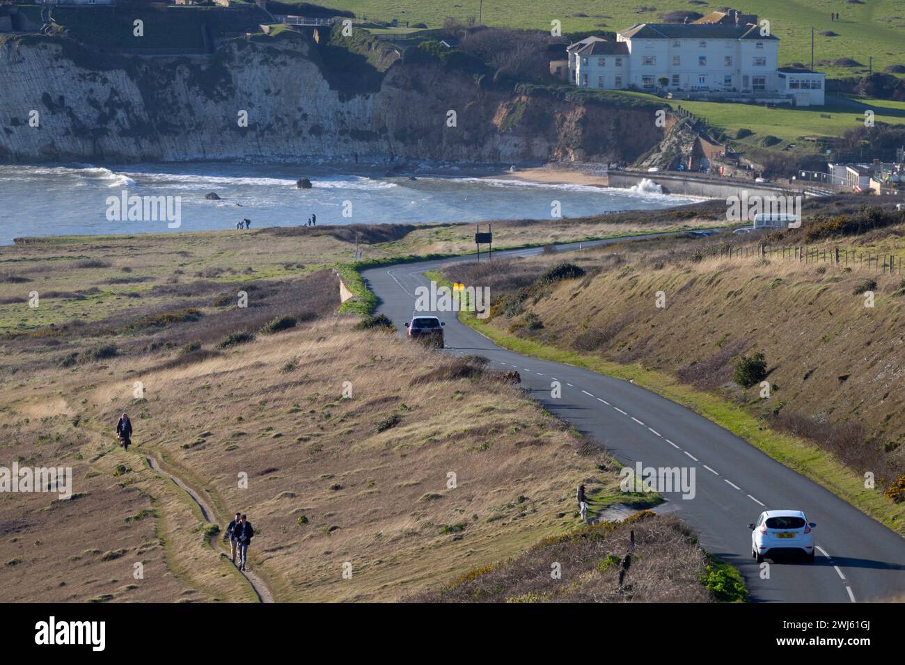 Coastal,erosion,road,cliff,chalk,scenic,drive,best,view,Southern Vectis ...
