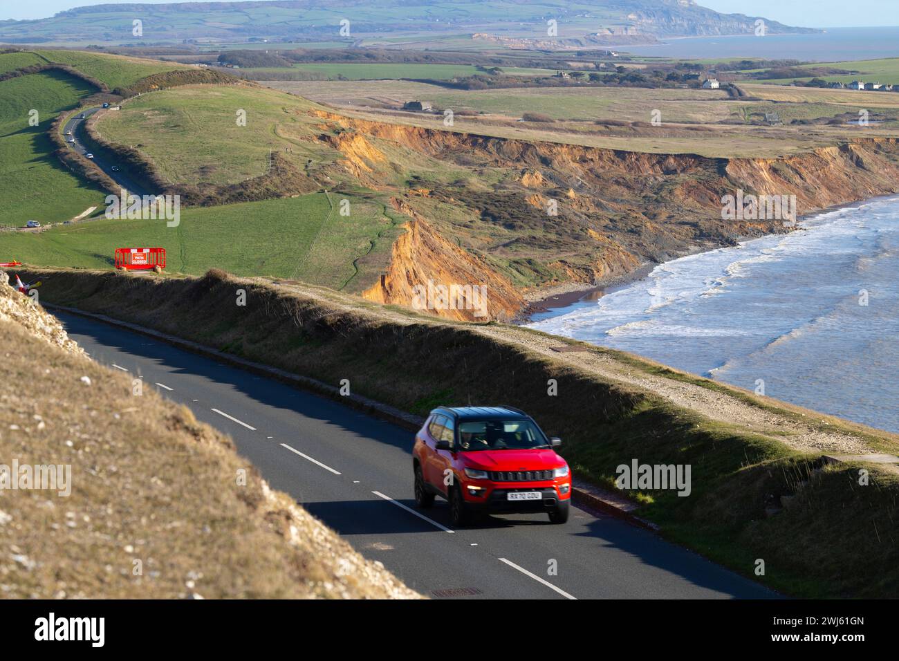 Coastal,erosion,road,cliff,chalk,scenic,drive,best,view,Southern Vectis ...
