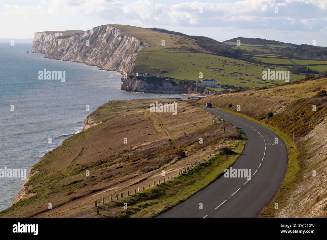 Coastal,erosion,road,cliff,chalk,scenic,drive,best,view,Southern Vectis ...