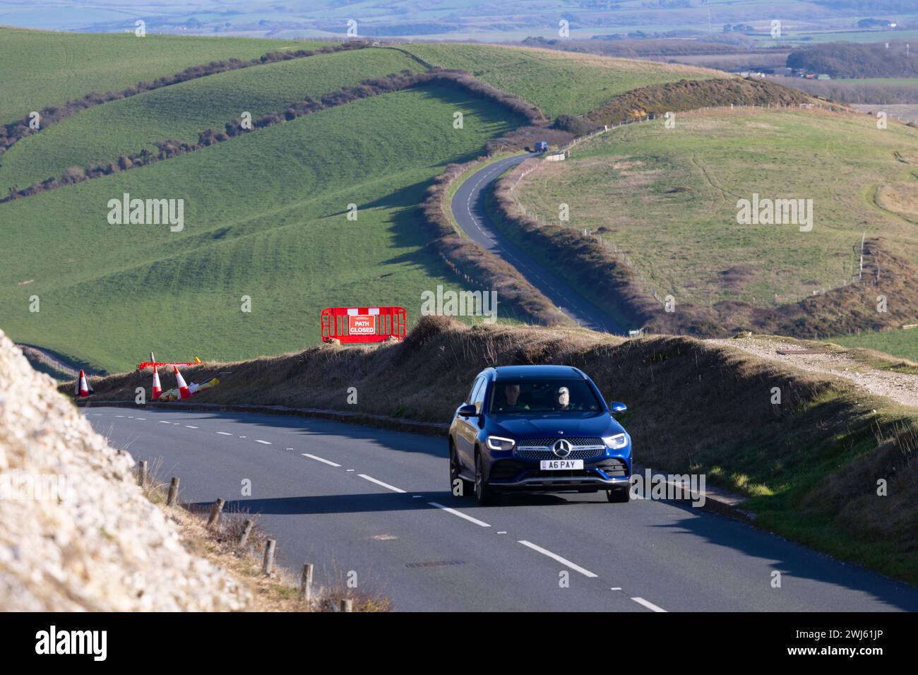 Coastal,erosion,road,cliff,chalk,scenic,drive,best,view,Southern Vectis ...