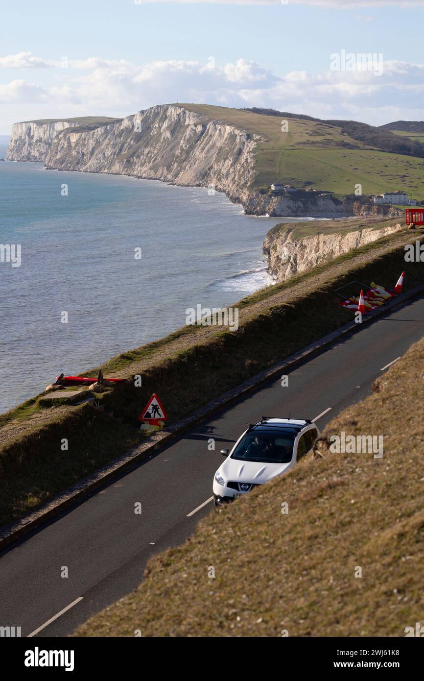 Coastal,erosion,road,cliff,chalk,scenic,drive,best,view,Southern Vectis ...