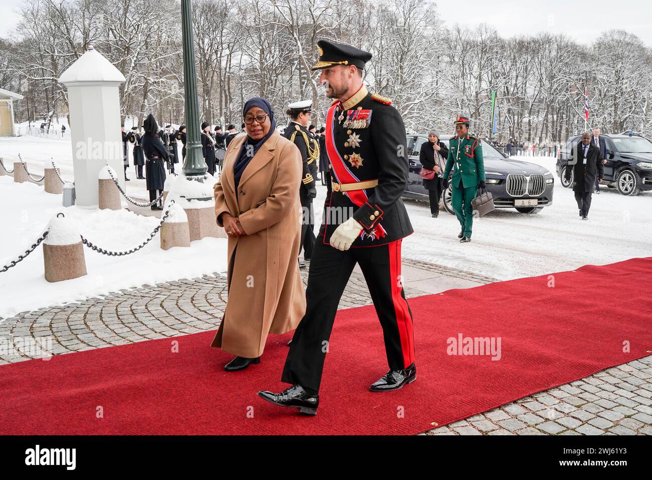 Oslo 20240213.Crown Prince Haakon receives Tanzania's President Samia ...
