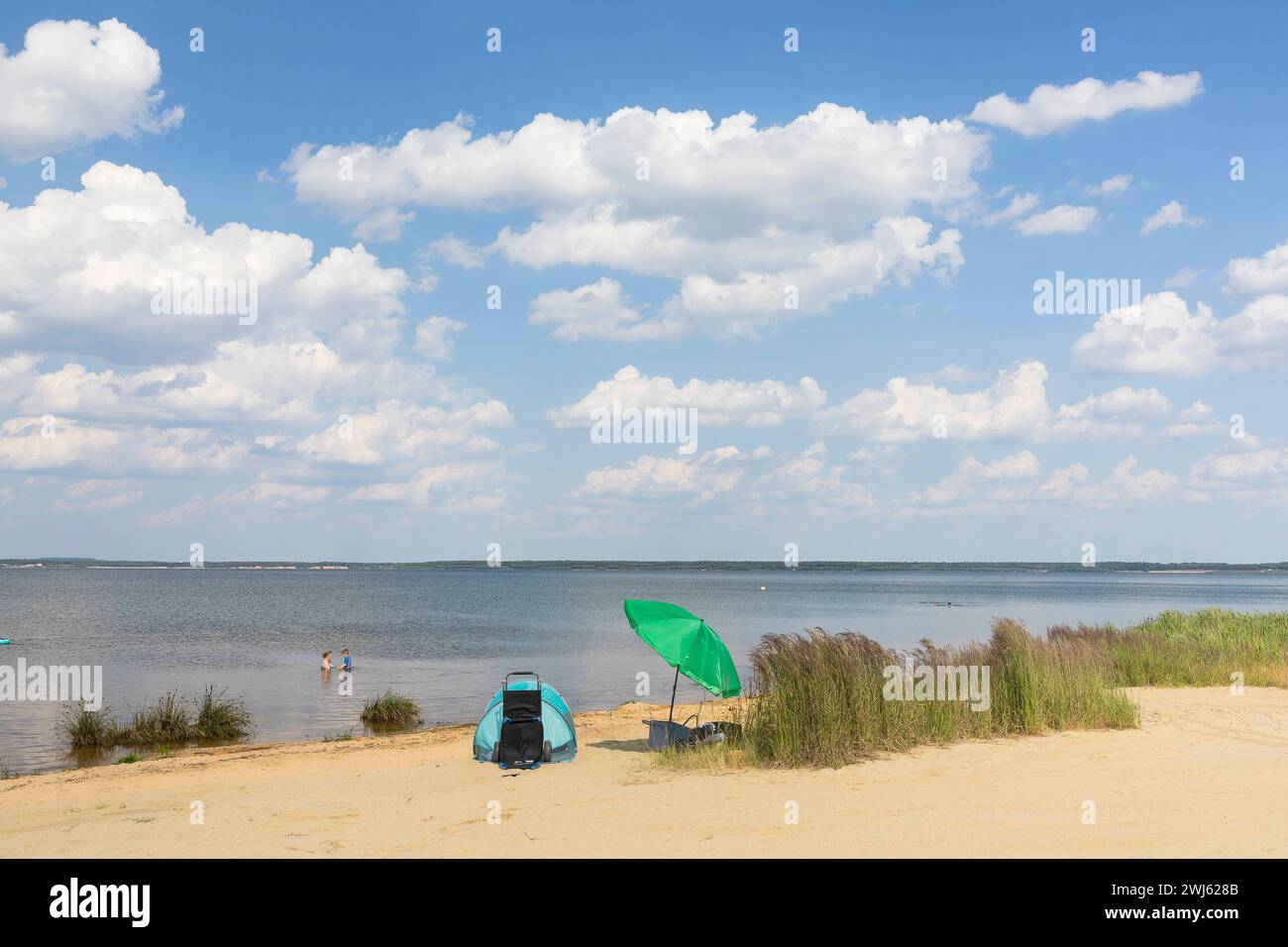 Badestrand am Bärwalder See, Uhyst, Boxberg, Oberlausitz, Sachsen ...