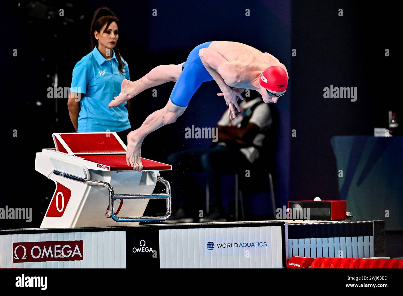 Doha, Qatar. 13th Feb, 2024. Max Litchfield of Great Britain competes ...