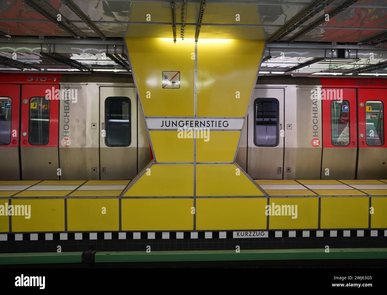 Hamburg, Germany. 15th Jan, 2024. A subway train on line U2 arrives at ...