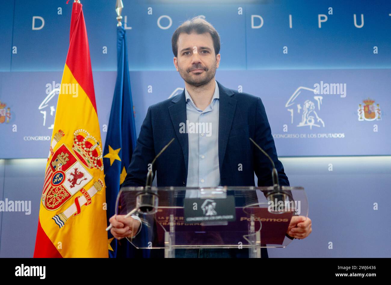 The deputy and deputy spokesman of Podemos, Javier Sánchez Serna ...