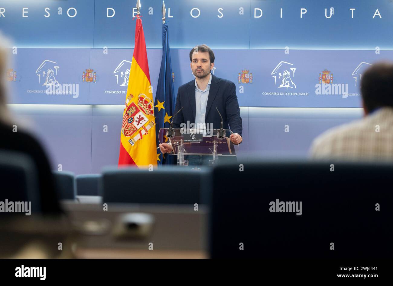 The deputy and deputy spokesman of Podemos, Javier Sánchez Serna ...