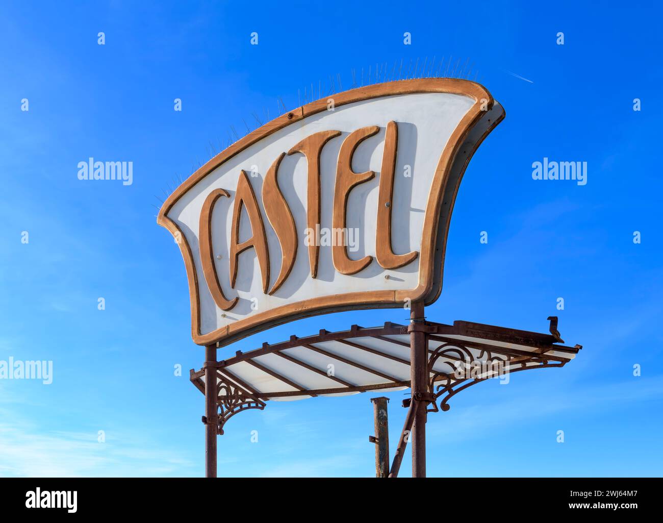 Castel beach entrance sign hi-res stock photography and images - Alamy