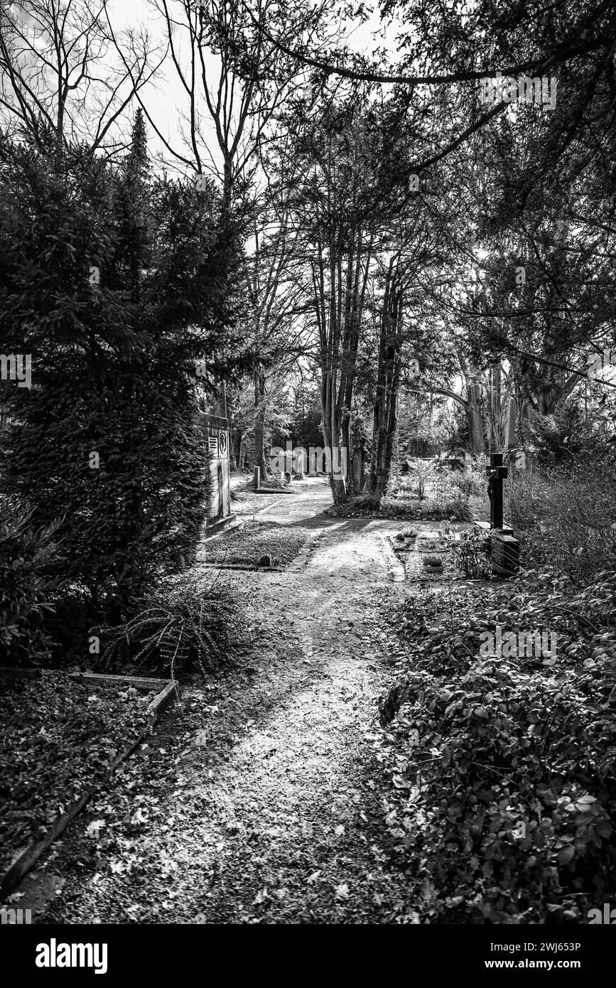 At the main cemetery Black and White Stock Photos & Images - Alamy