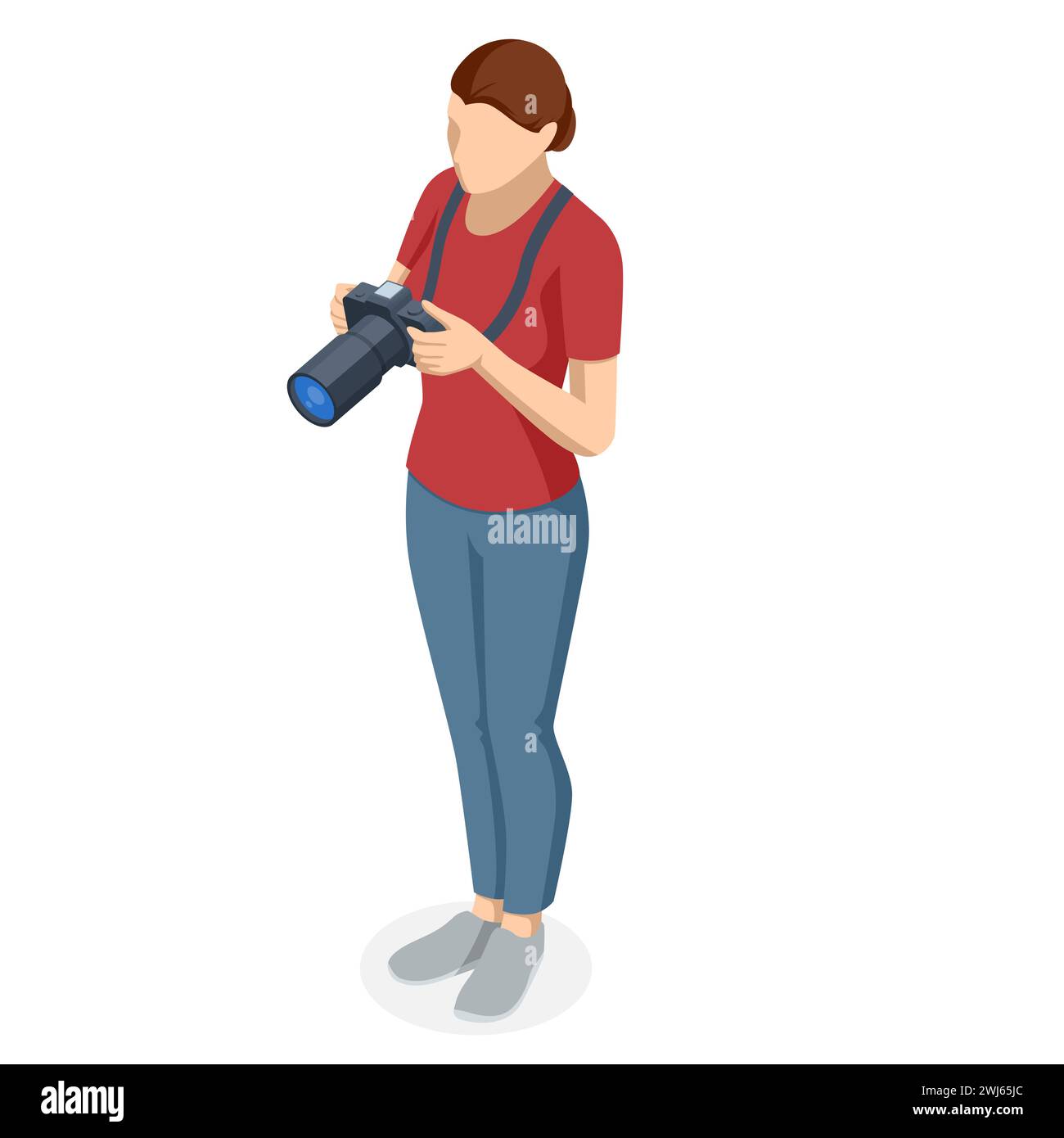 Isometric Woman Photographer with dslr Camera. Digital photo camera ...