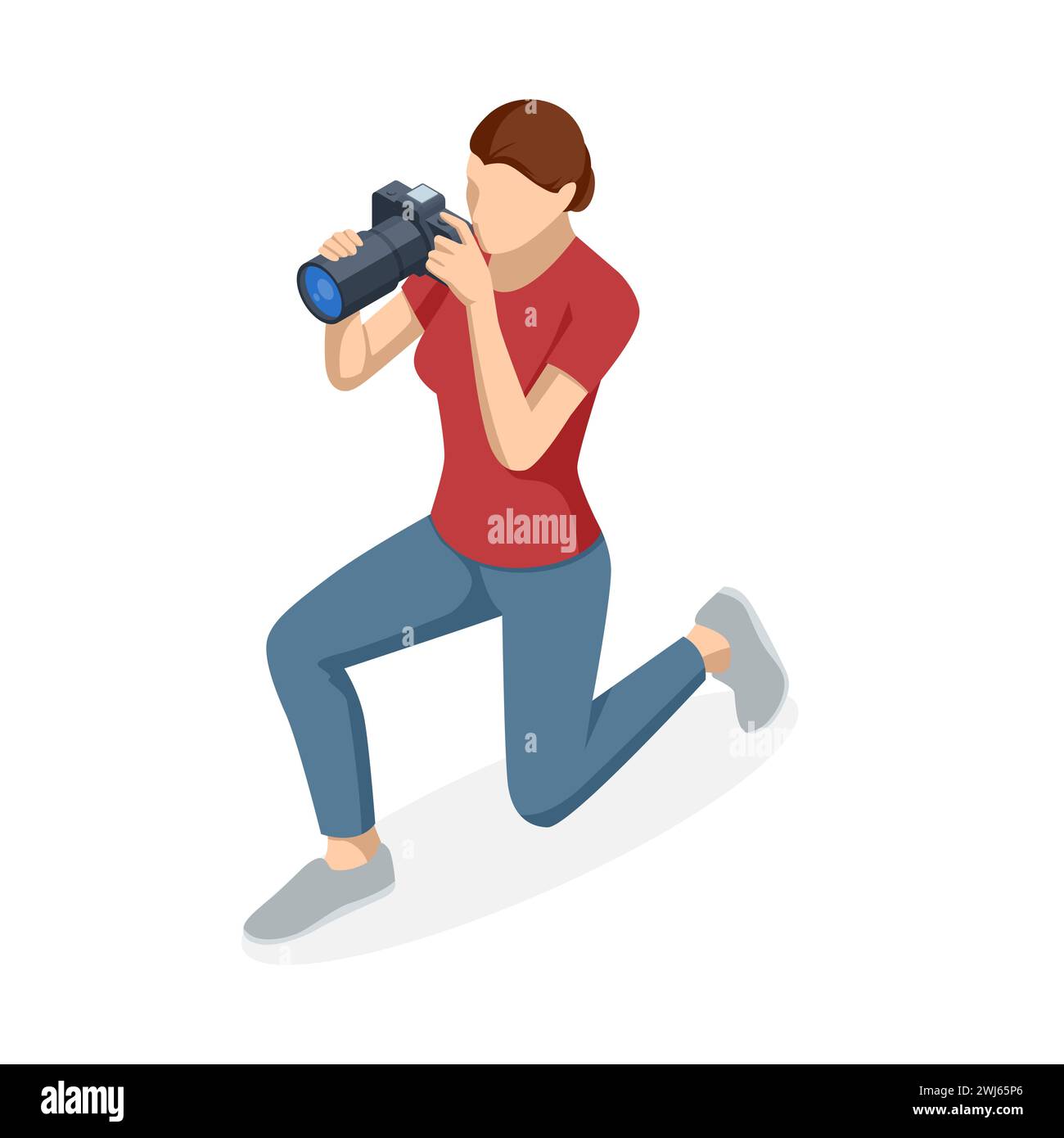 Isometric Woman Photographer with dslr Camera. Digital photo camera ...