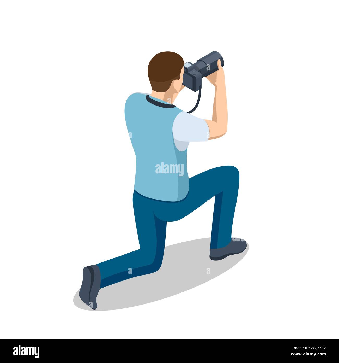 Isometric man Photographer with dslr Camera. Digital photo camera. Home ...