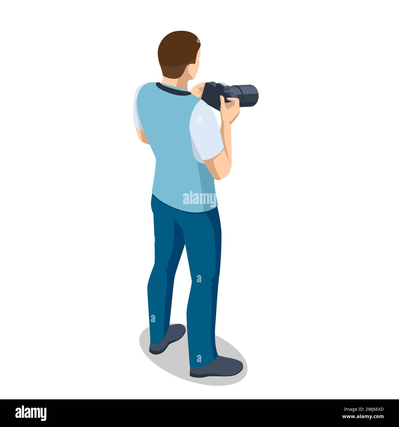 Isometric man Photographer with dslr Camera. Digital photo camera. Home ...