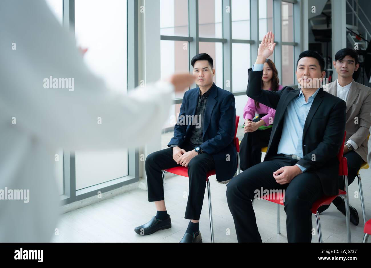 Business people having a meeting in the office discuss plans and ...