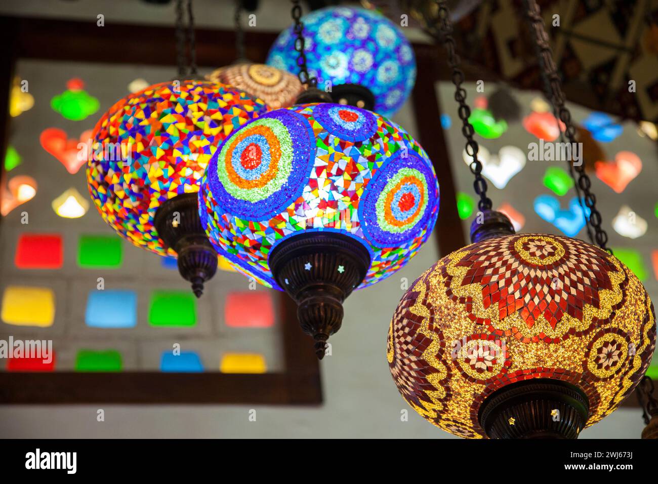 Doha, Qatar-April 20,2023: In the Old market Souk Waqif a decorative ...
