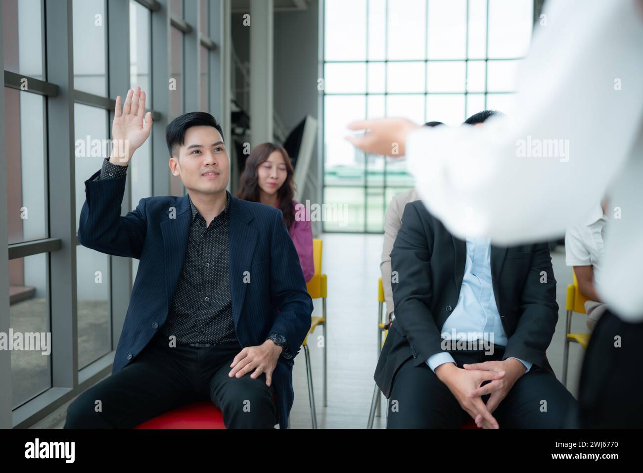 Business people having a meeting in the office discuss plans and ...