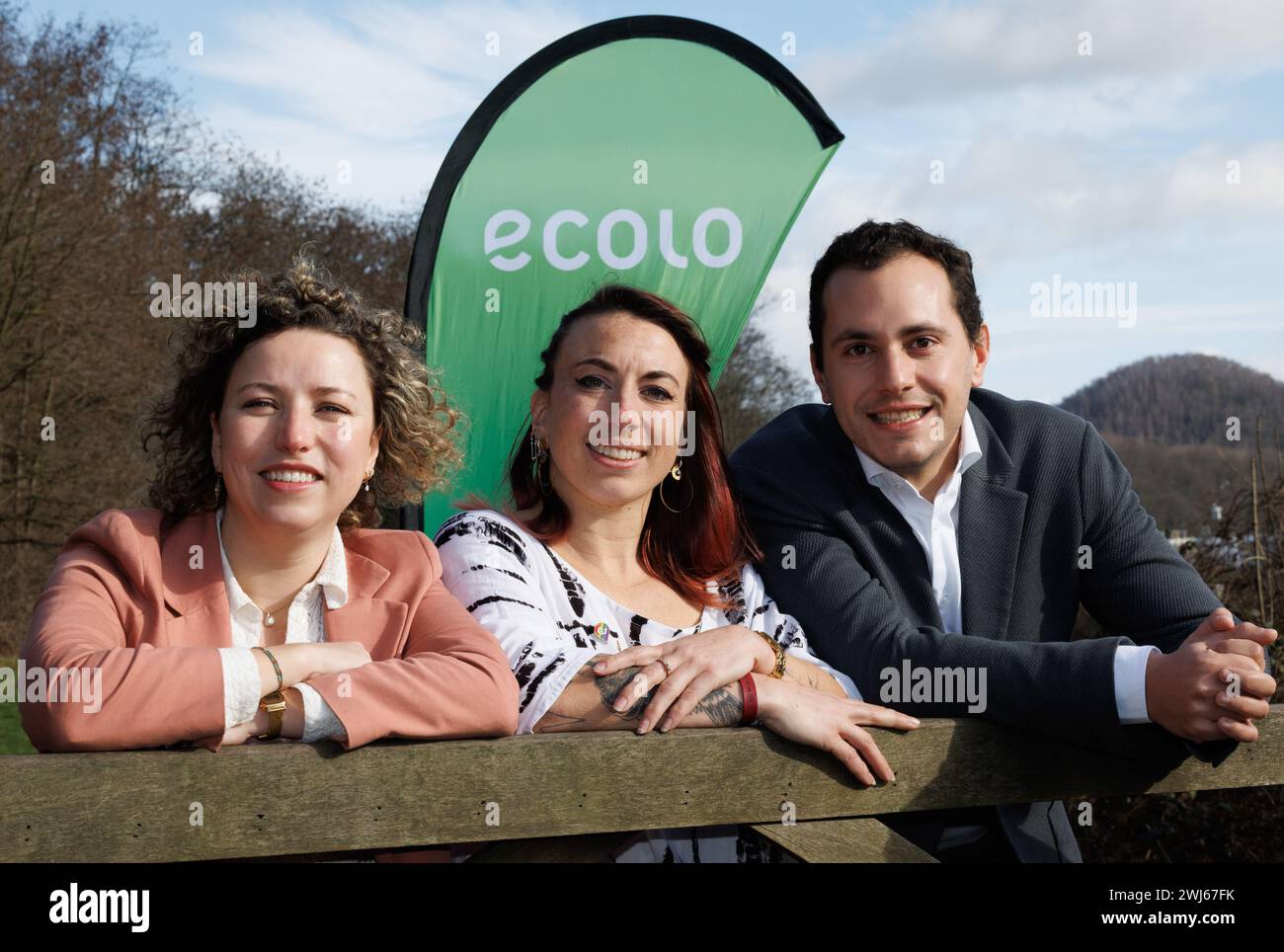 Sarah Schlitz, Charline Van Snick and Samuel Cogolati pose for the ...