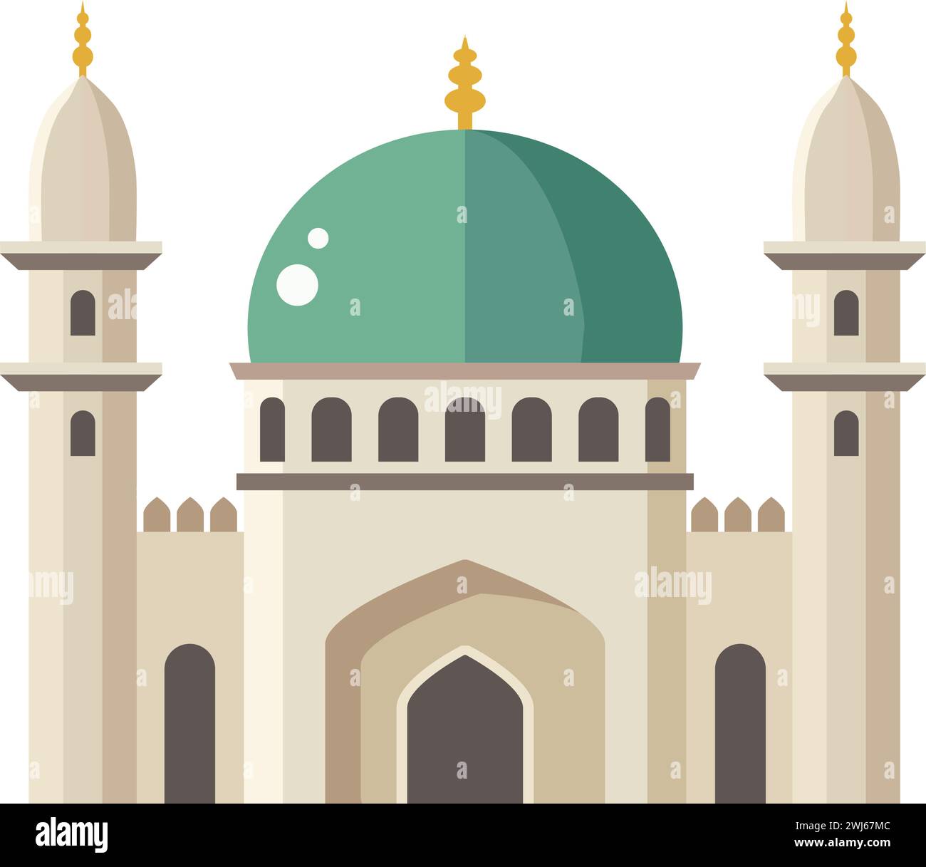 Muslim mosque with minaret towers. Architectural dome. Symbol of islam ...