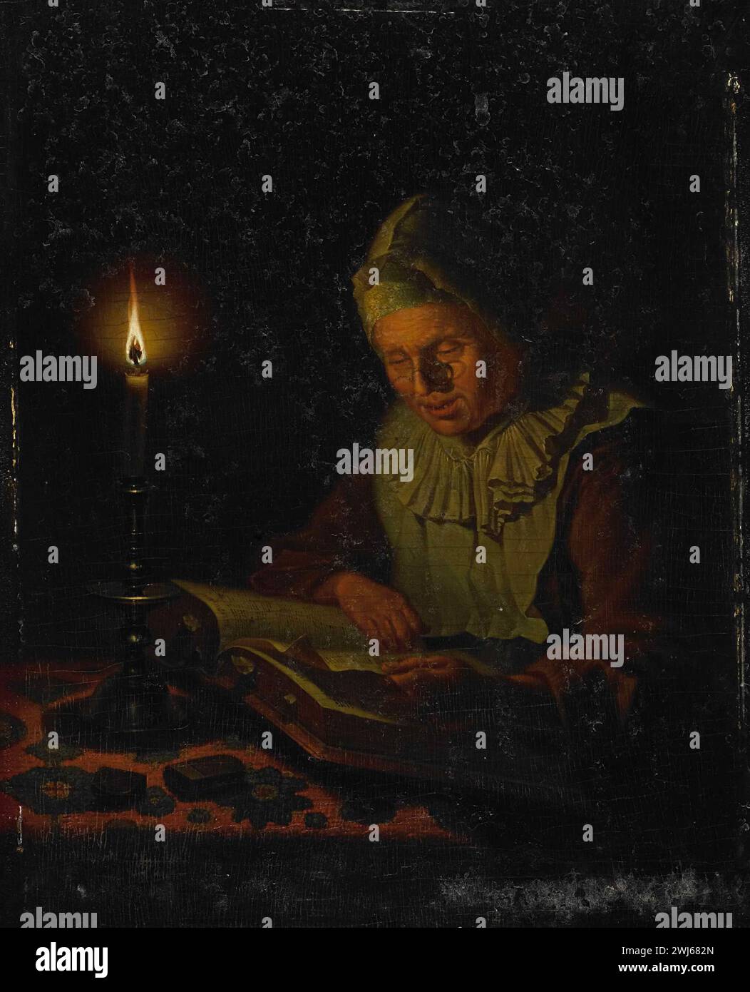Old Woman Reading, Adriaan Meulemans, 1800 - 1833 Stock Photo - Alamy