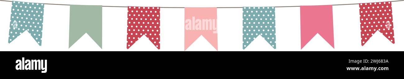 Cute pastel bunting garland. Pastel party flags with polka dot patterns ...