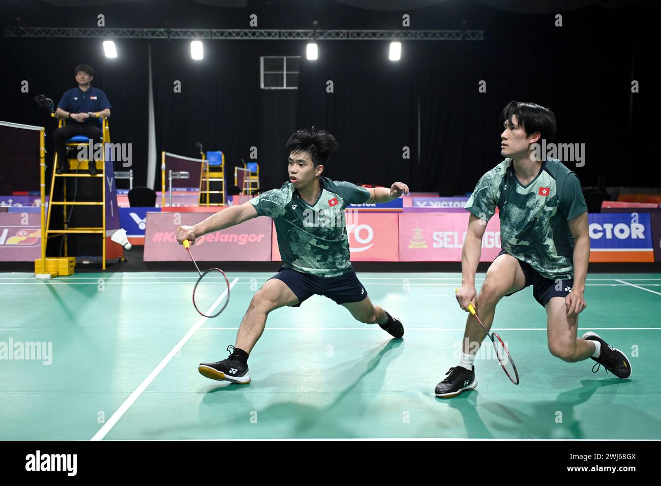 Shah Alam, Malaysia. 13th Feb, 2024. Chow Hin Long (L)/Hung Kuei Chun ...