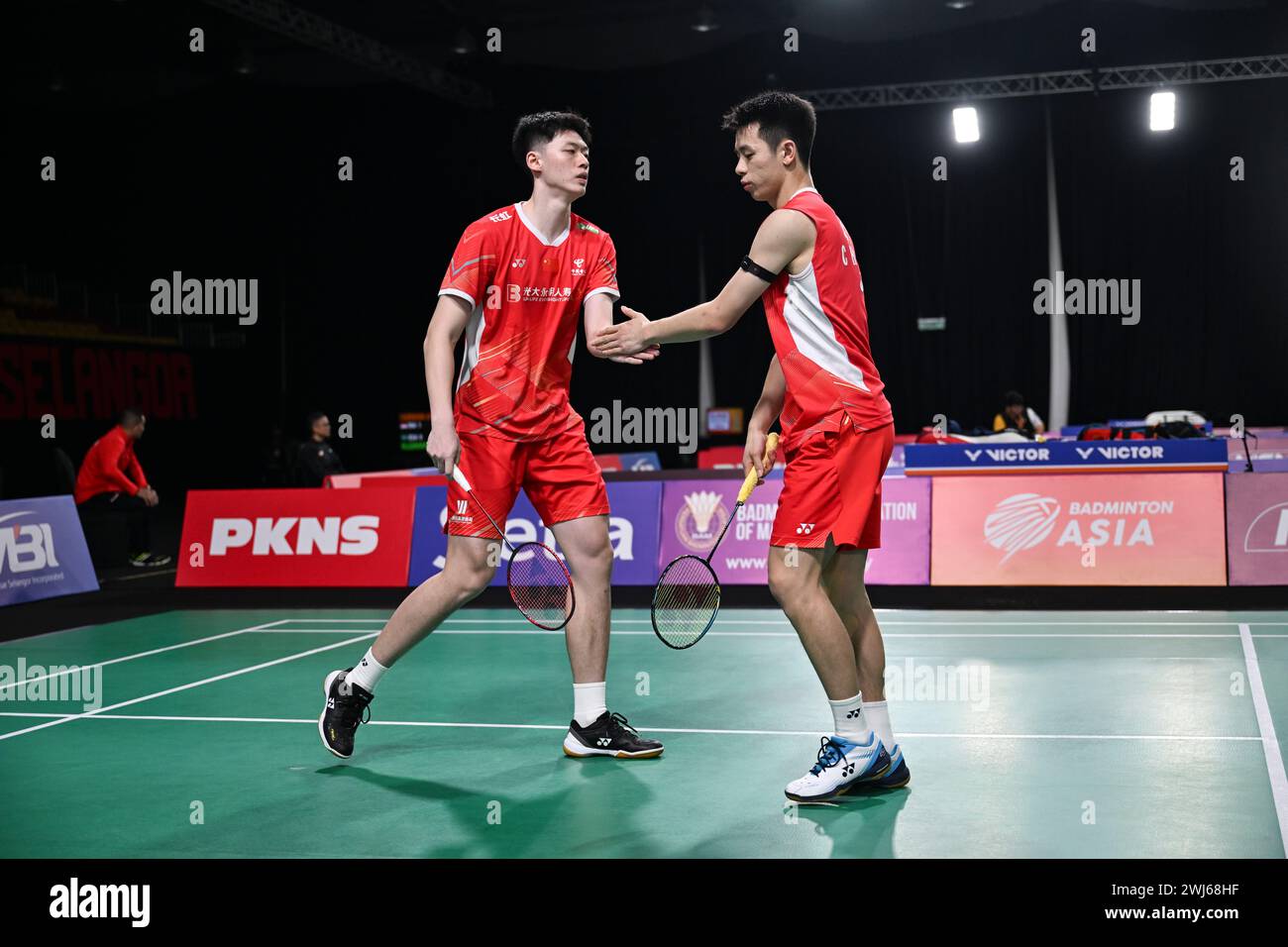 Shah Alam, Malaysia. 13th Feb, 2024. Chen Boyang (L)/Liu Yi of China ...
