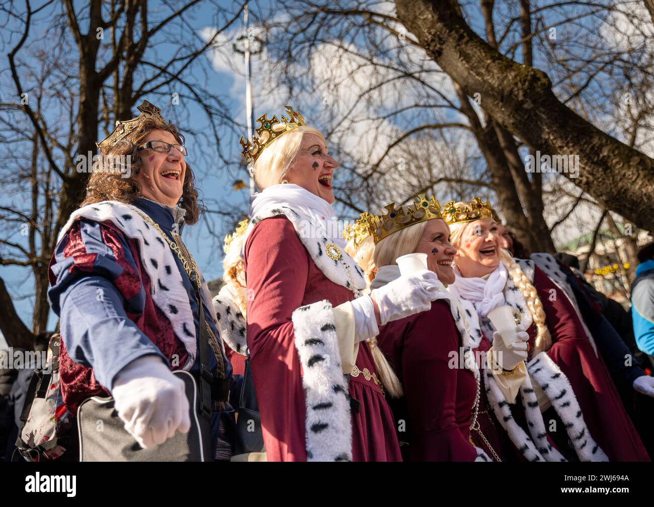 Munich, Germany. 13th Feb, 2024. Spectators watch the market women ...