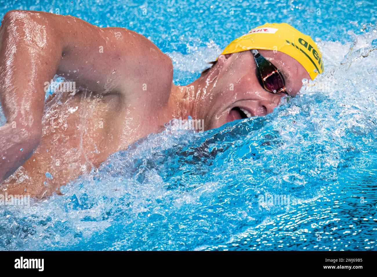 Doha, Qatar. 13th Feb, 2024. Elijah Winnington of Australia competes in ...