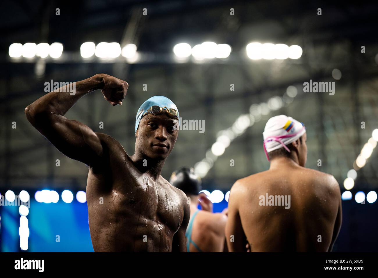 Jayhan Odlum-Smith of Santa Lucia, Tristan Dorville of Santa Lucia trains before the start of ...