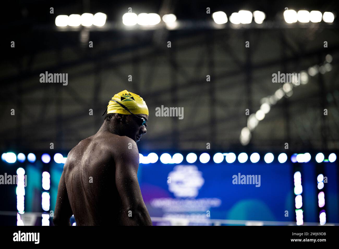 Doha, Qatar. 13th Feb, 2024. Sidrell Williams of Jamaica trains before ...