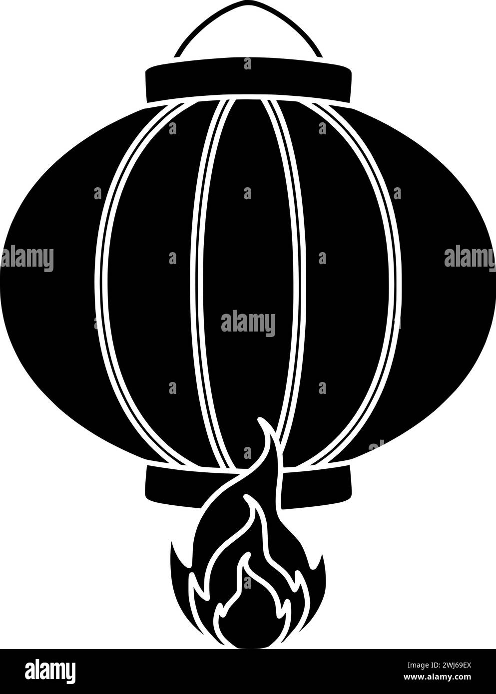black lampion silhouette or flat lantern illustration of lamp logo ...