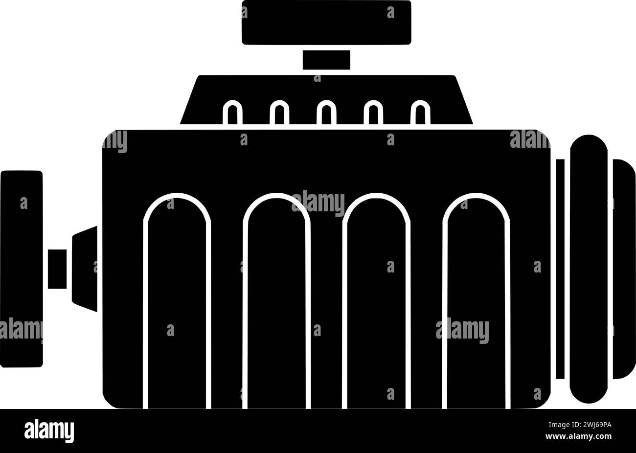 black Machine silhouette or flat turbo illustration of technology logo ...