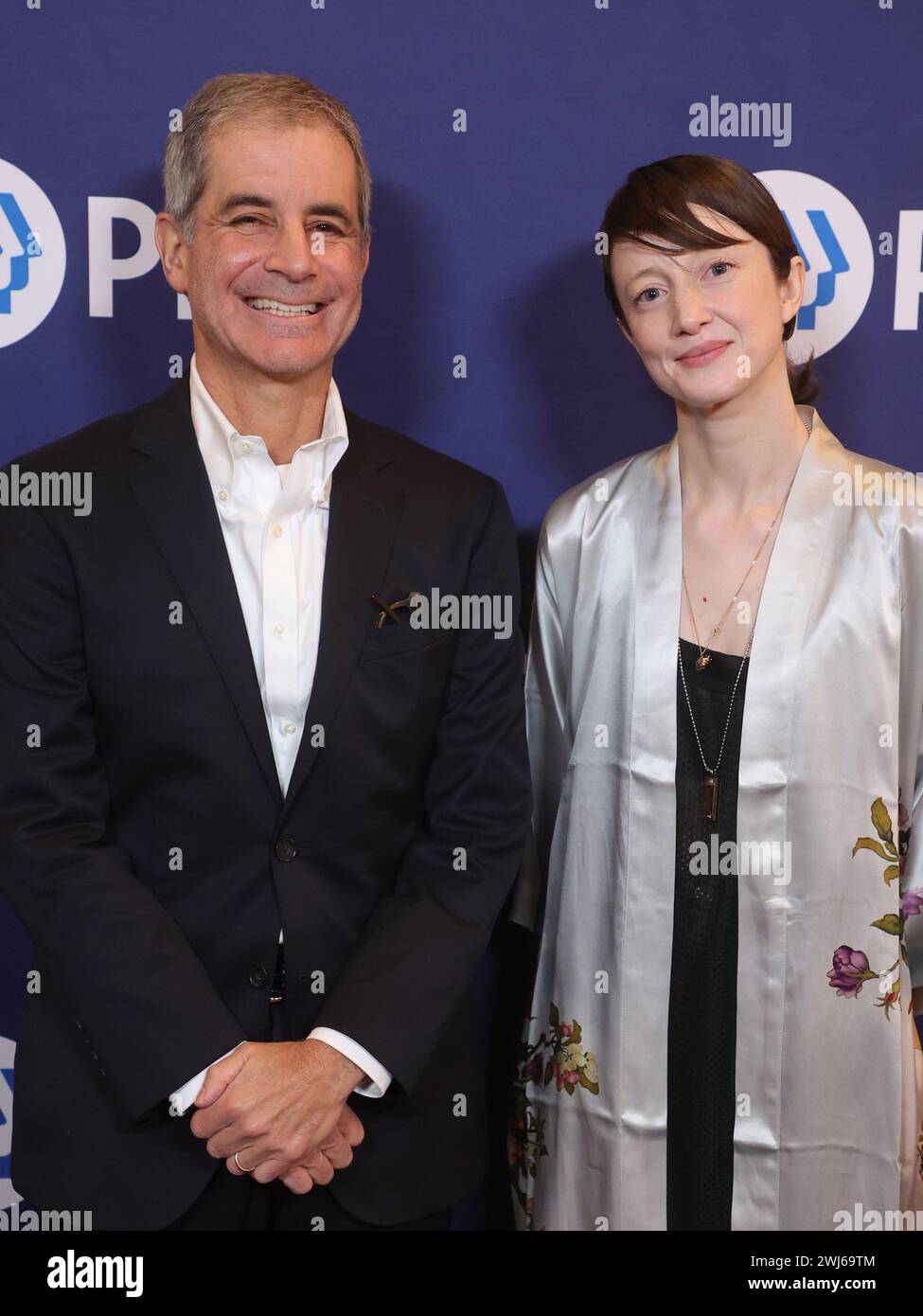 Pasadena, Ca. 12th Feb, 2024. Victor Levin, Andrea Riseborough of ...