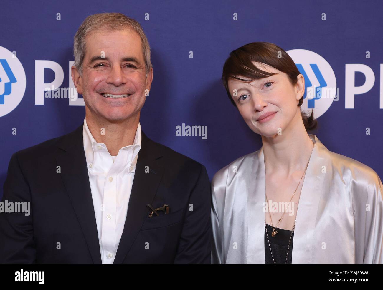 Pasadena, Ca. 12th Feb, 2024. Victor Levin, Andrea Riseborough of ...