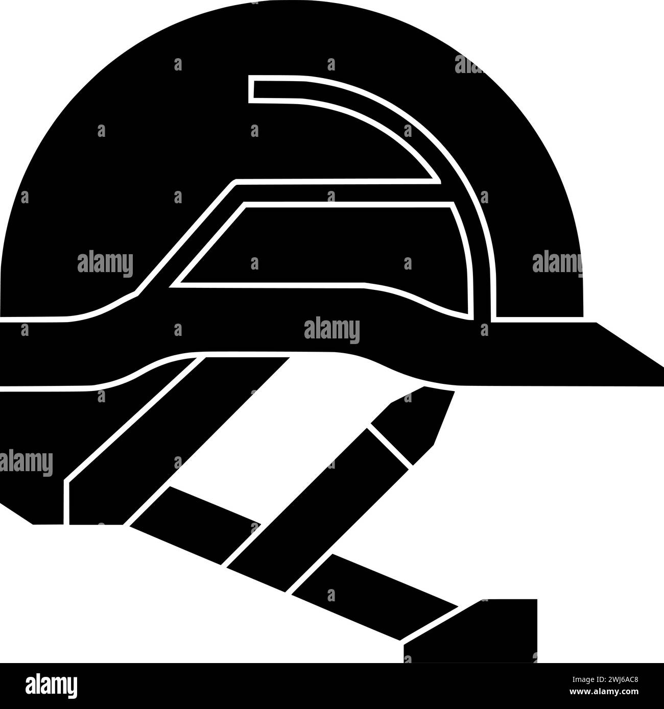 black Helmet silhouette or flat safety illustration of engineer logo ...